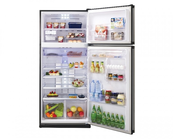 SHARP Refrigerator Digital No Frost 585 Liter, 2 Glass Doors In Black ...